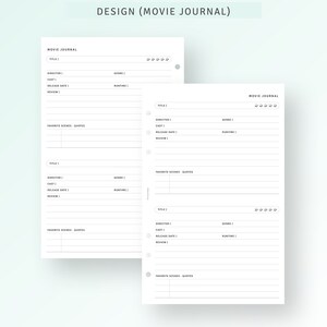 Movie Journal Printable Half-letter Size Inserts, Movie Journal Watch ...