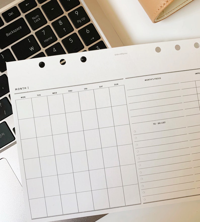 Undated Monthly Planner A5 Ring Binder Printable, Monthly Agenda ...