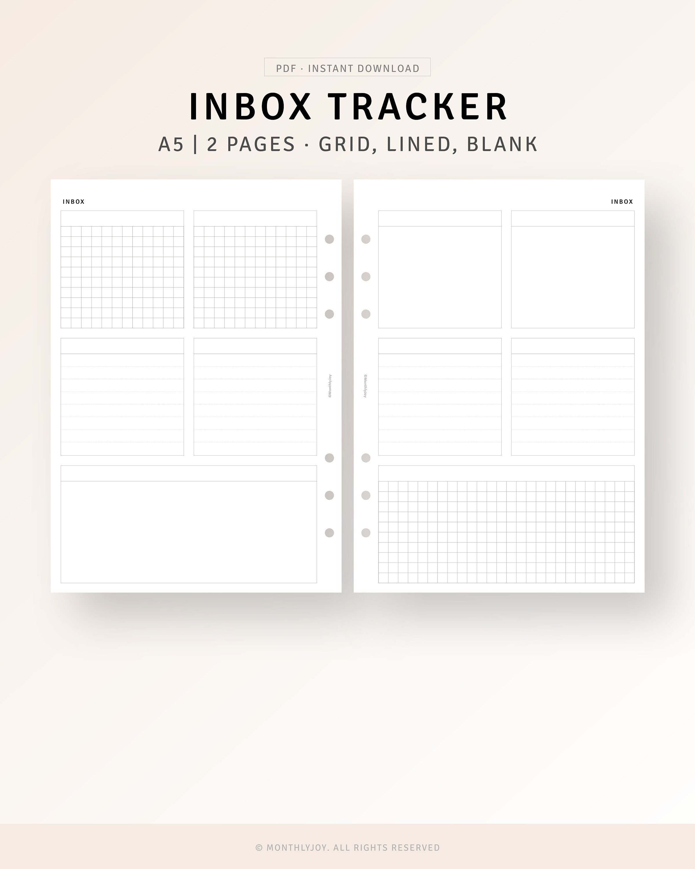 Printable Inbox Tracker A5 Planner Inserts Inbox Check List - Etsy