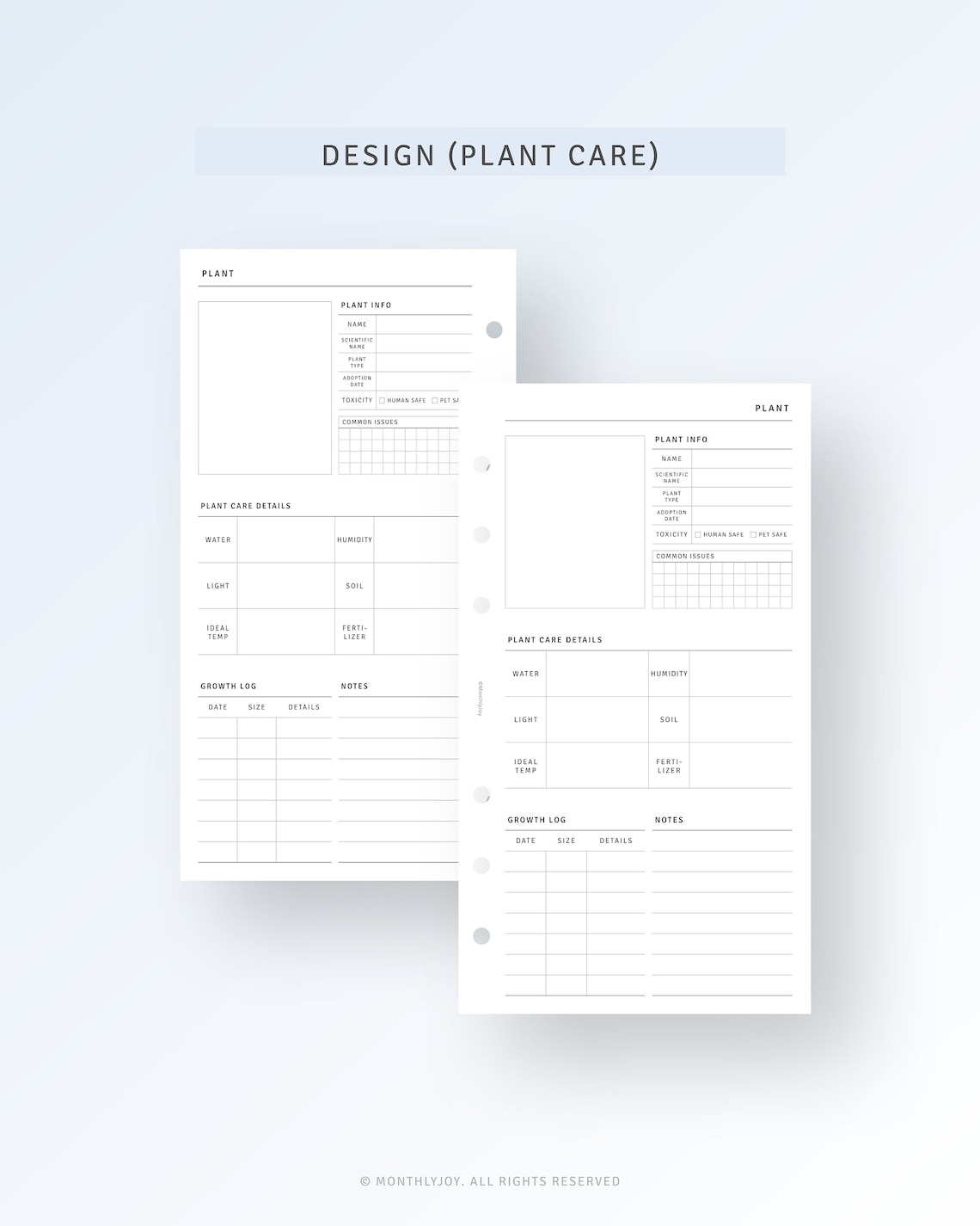 Personal, Plant Planner Inserts Printable Plant Journal Garden Diary ...