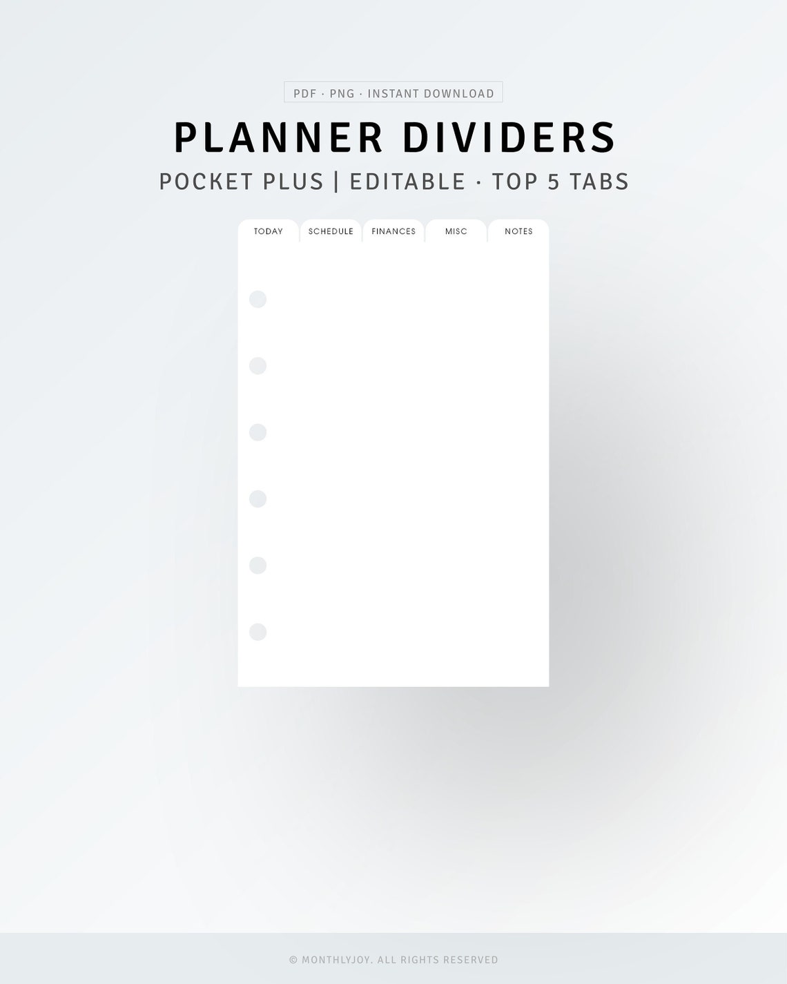 Pocket Plus Inserts | Planner Dividers Printable | PDF, PNG | Top Tabs ...