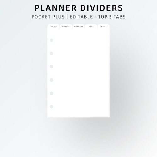 Pocket Plus Inserts Planner Dividers Printable PDF PNG - Etsy