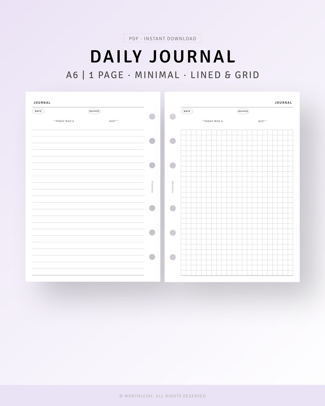 Daily Journal Pages A6 Inserts Printable Manifest Journal - Etsy