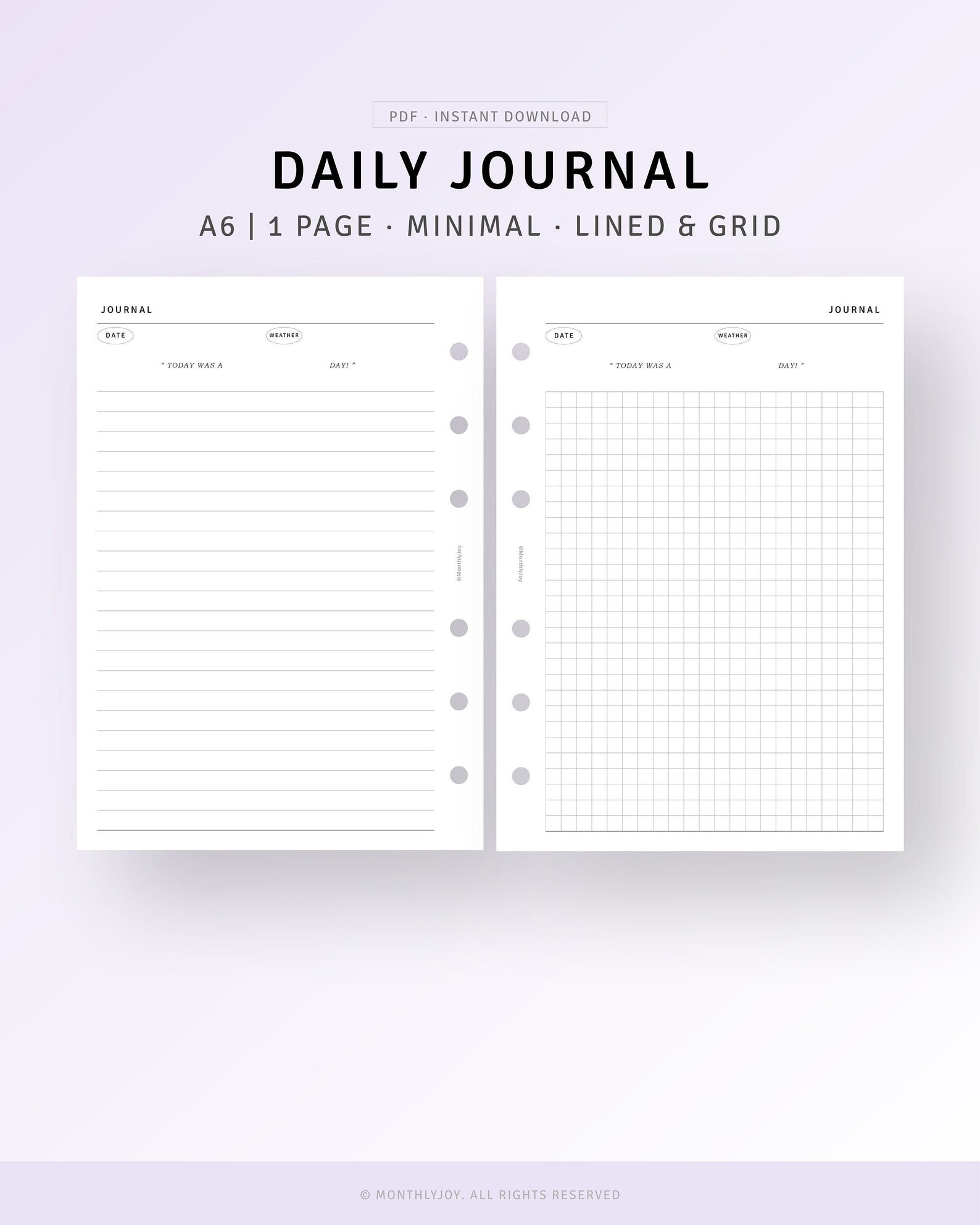 Daily Journal Pages A6 Inserts Printable Manifest Journal - Etsy
