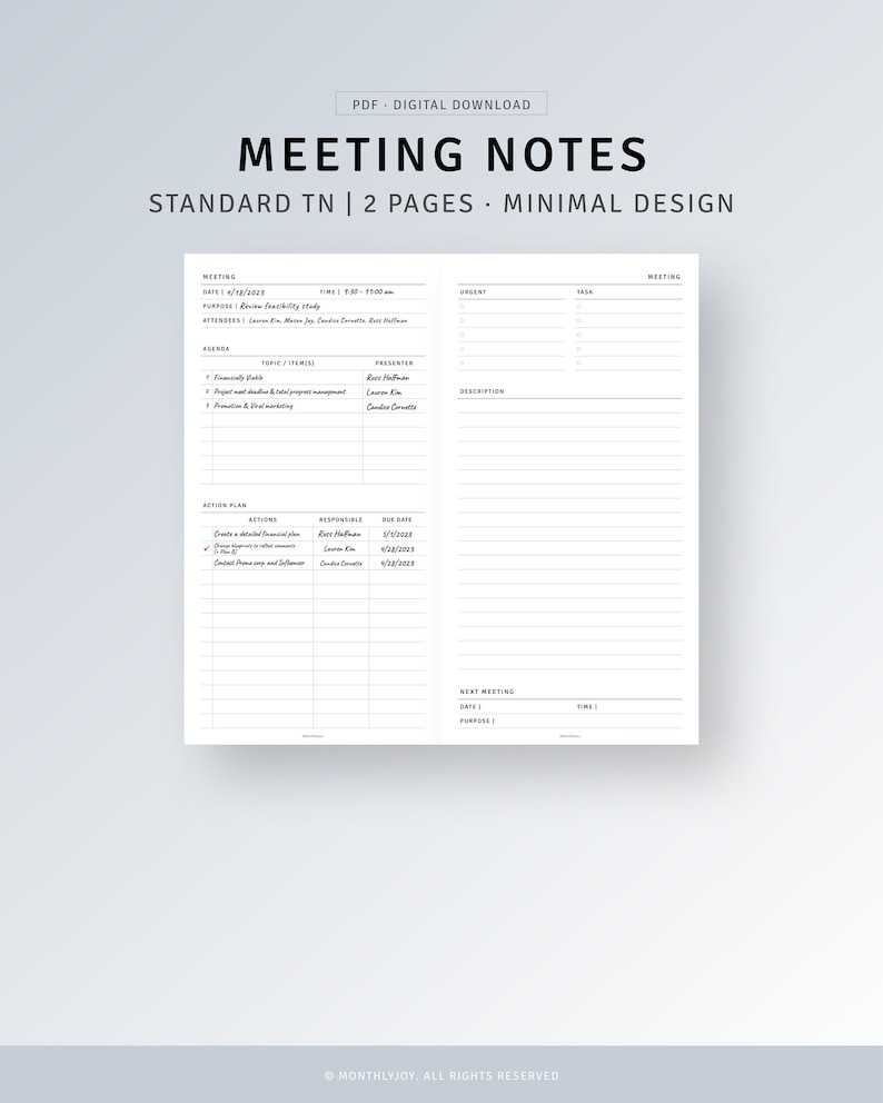 STANDARD TN Meeting Notes Printable Discussion Notes Page - Etsy