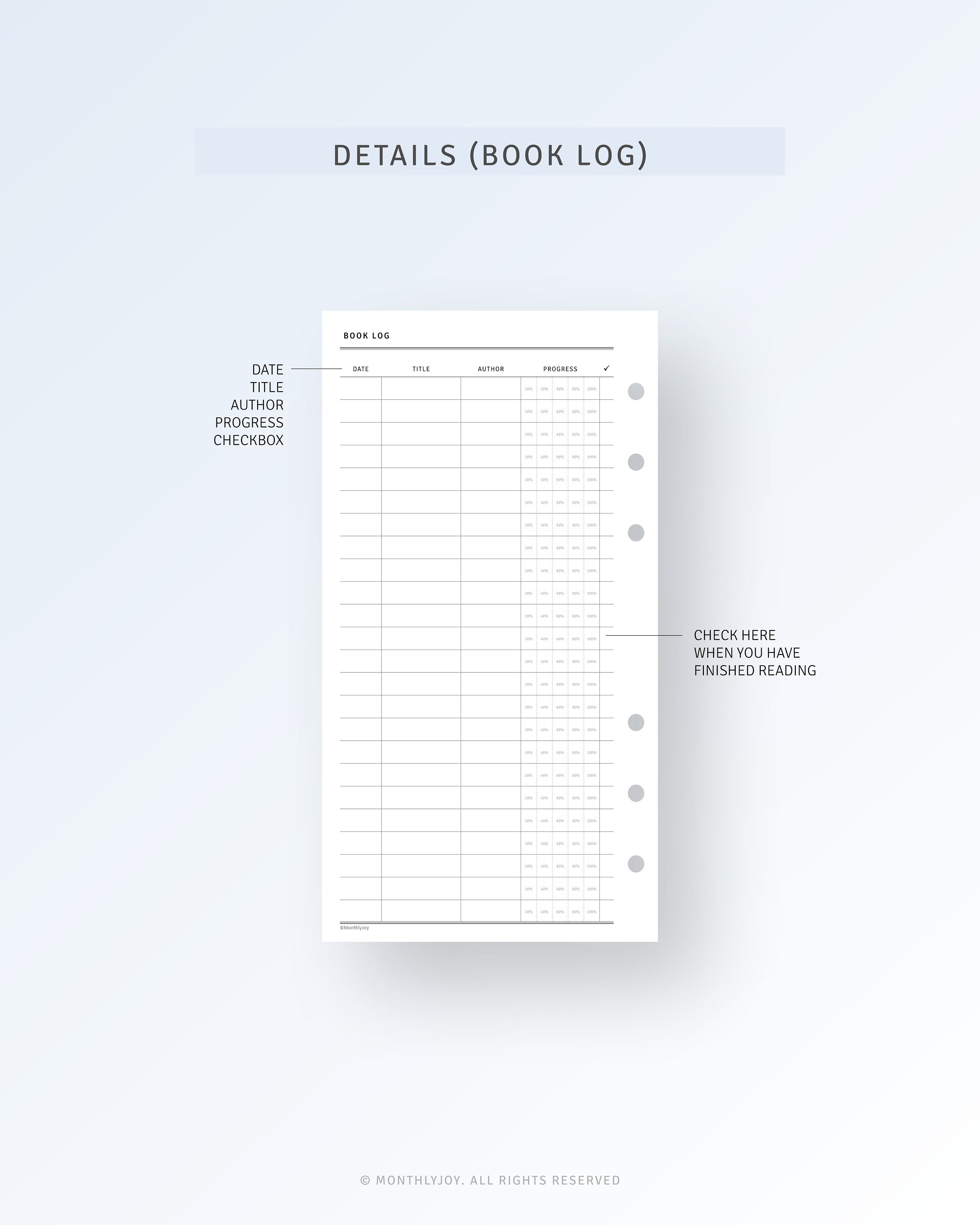 Personal Reading Journal Printable Book Review Journal - Etsy