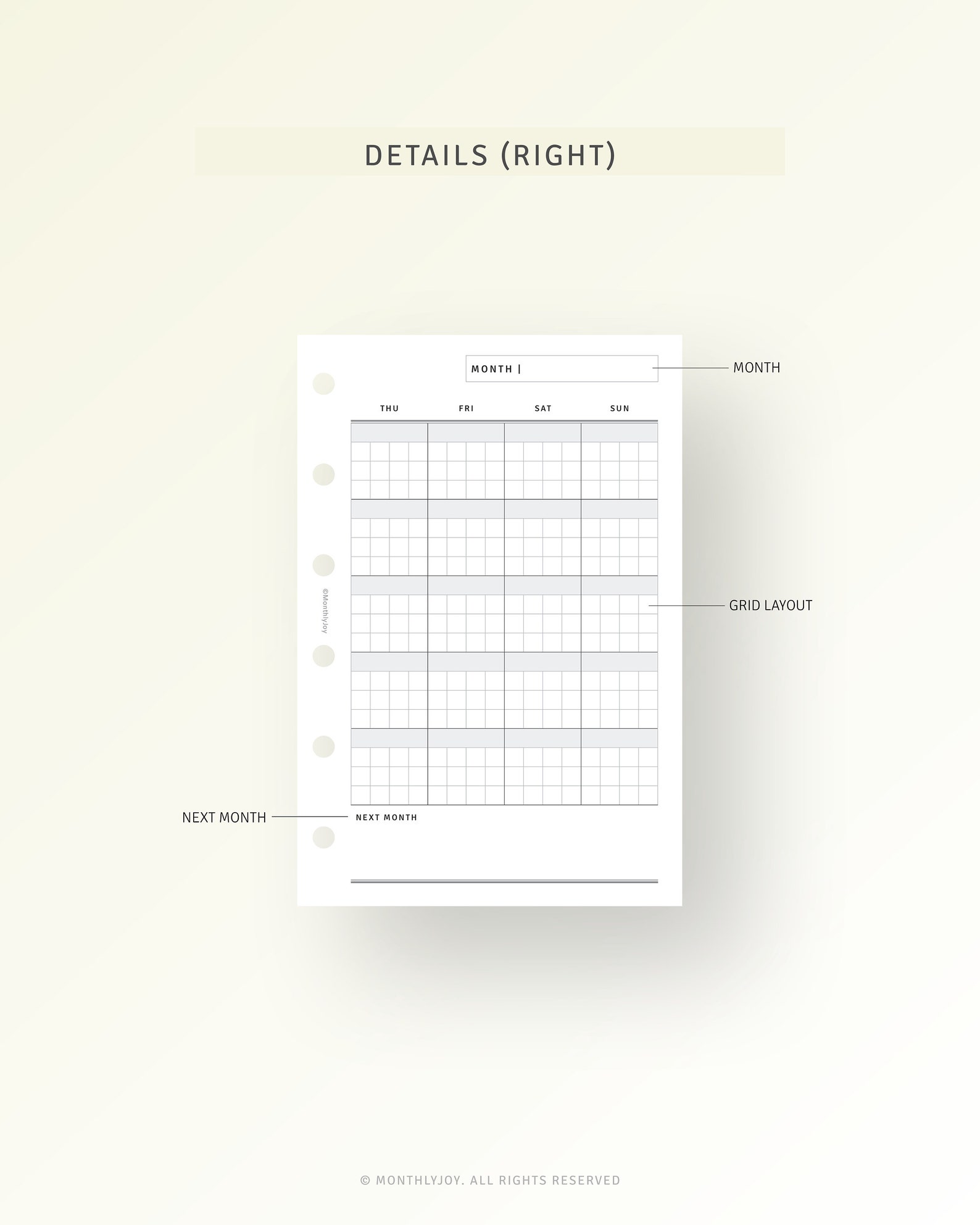Pocket Monthly Planner Inserts Printable Month on 2 Pages | Etsy