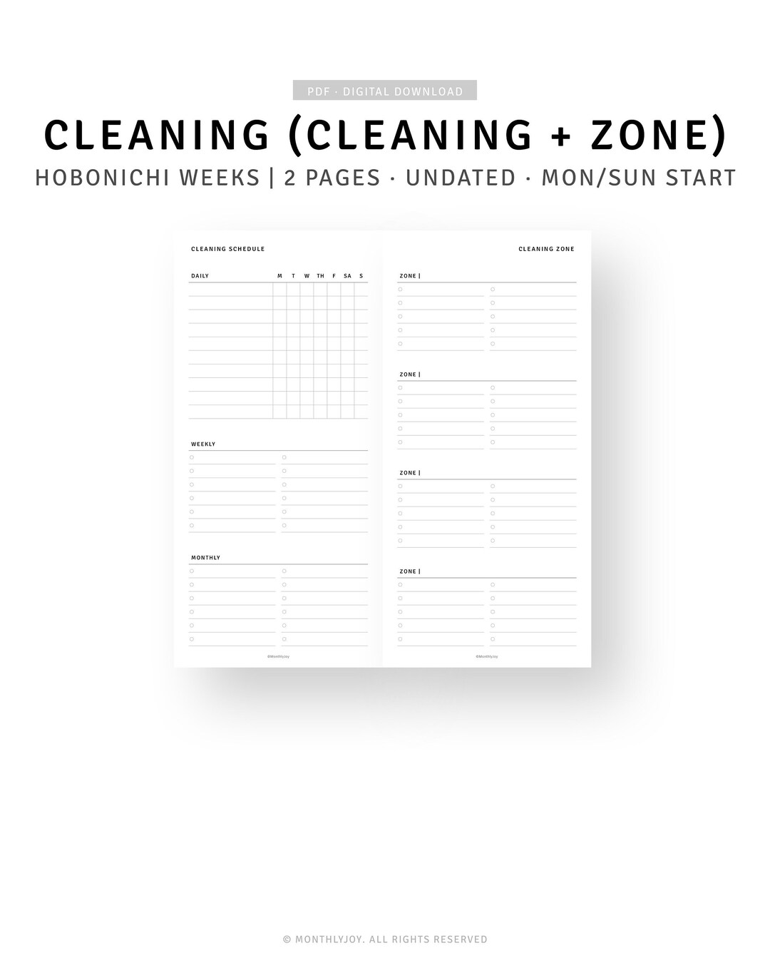 Weekly Cleaning Schedule Planner Printable Hobonichi Weeks - Etsy