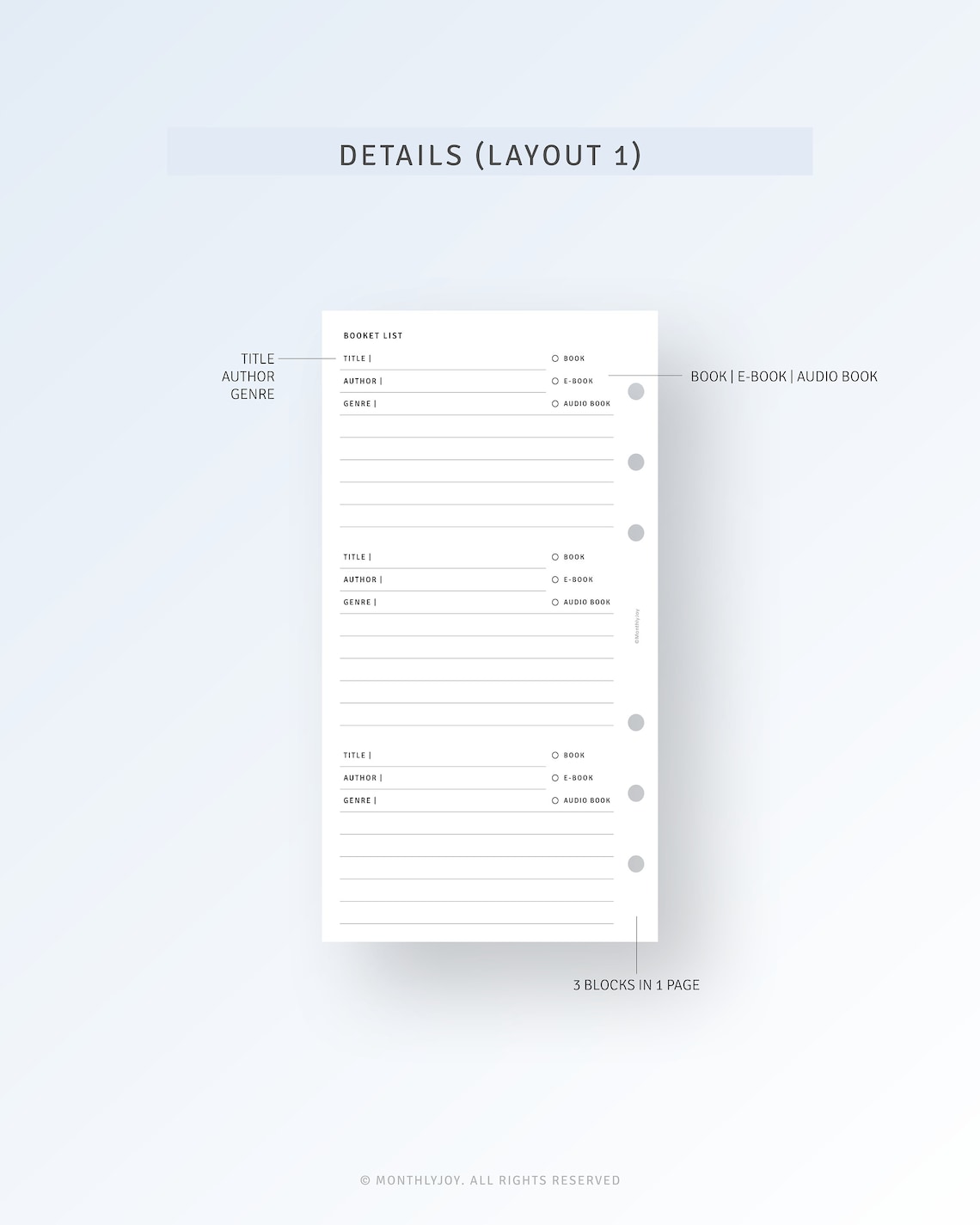 Personal Ring Book Wish List Tracker Printable Booketlist - Etsy