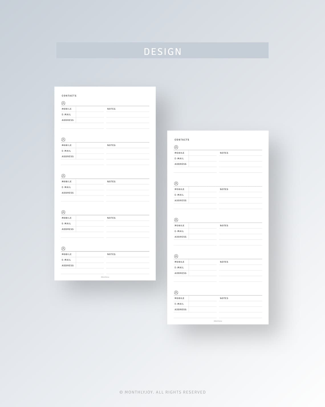 STANDARD TN Contact List Printable Template Emergency - Etsy