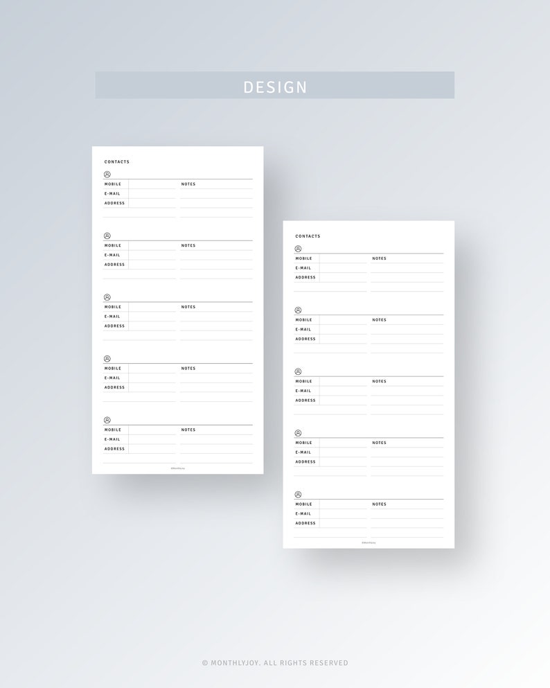 STANDARD TN Contact List Printable Template Emergency - Etsy