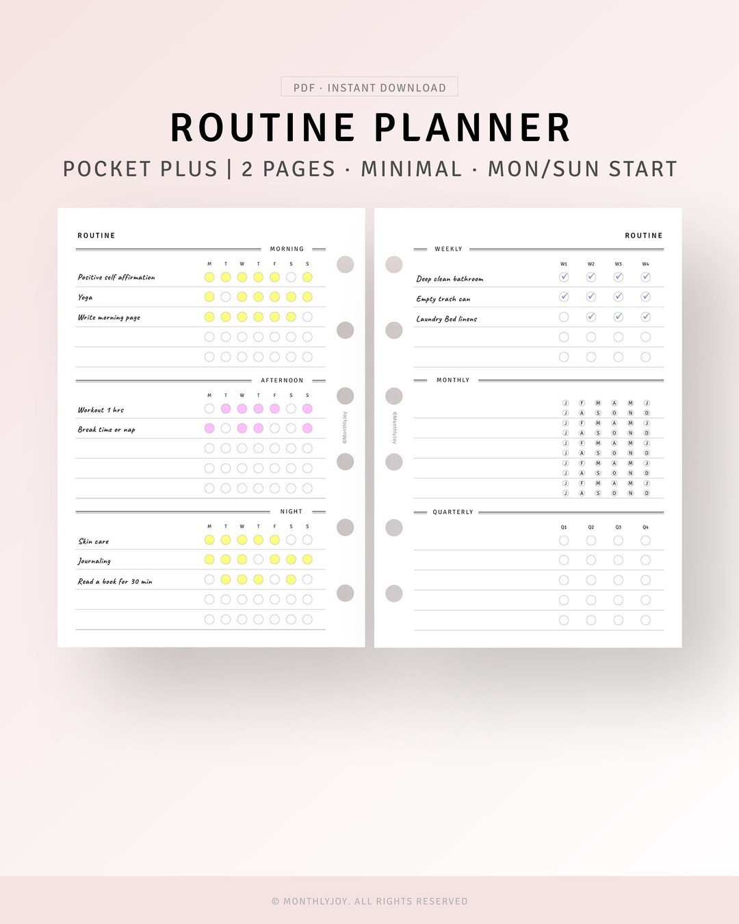 Routine Planner Pocket Plus Inserts Printable Habit Tracker, Skincare ...