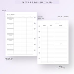 Weekly Lesson Planner A6 Inserts Printable Homeschool Subject Calendar ...