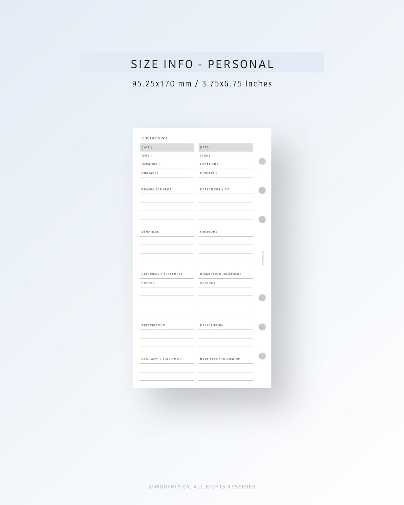 Personal Doctor Visits Tracker Printable Hospital Medical - Etsy