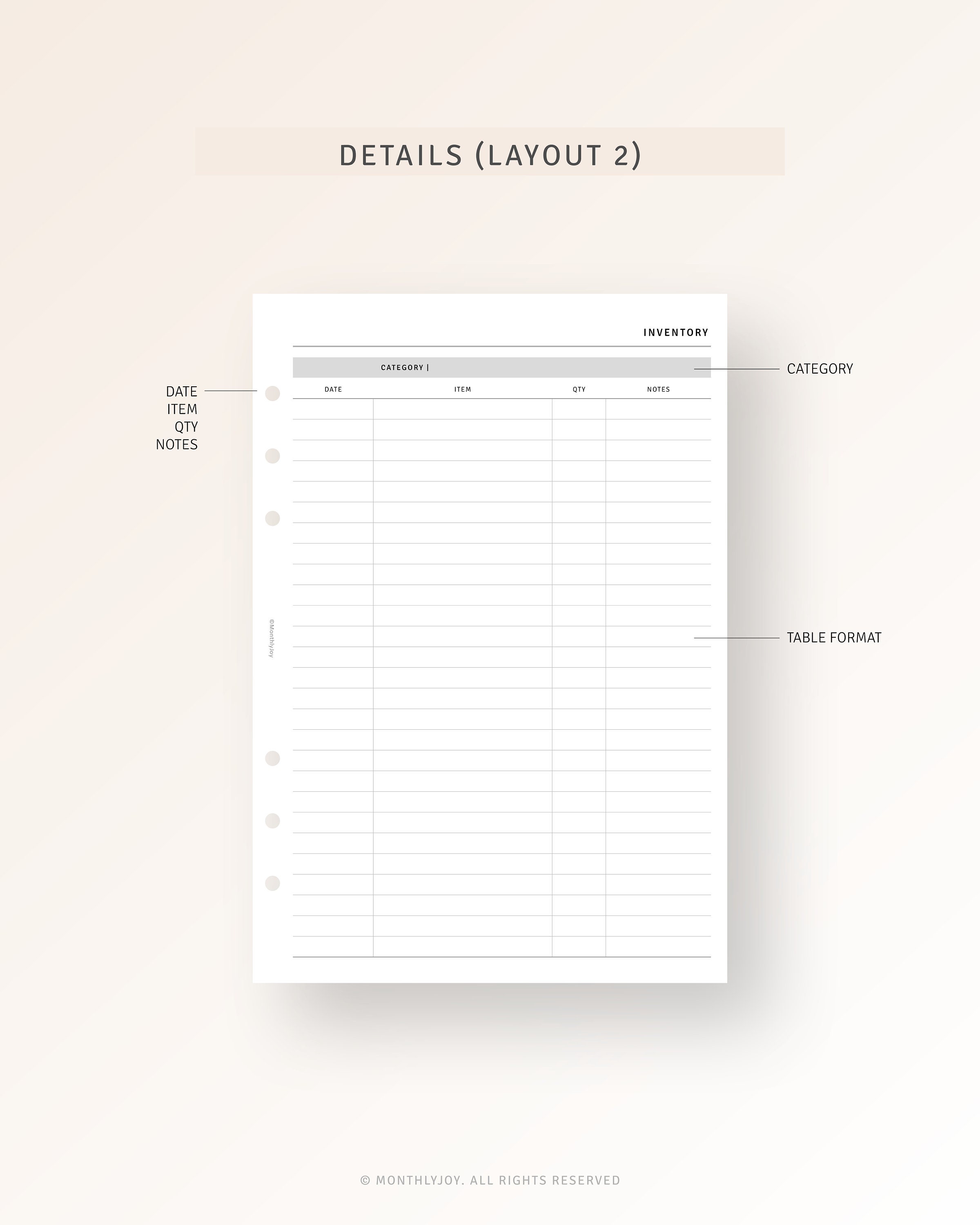 Inventory Tracker Template A5 Planner Printable Inserts, Kitchen ...
