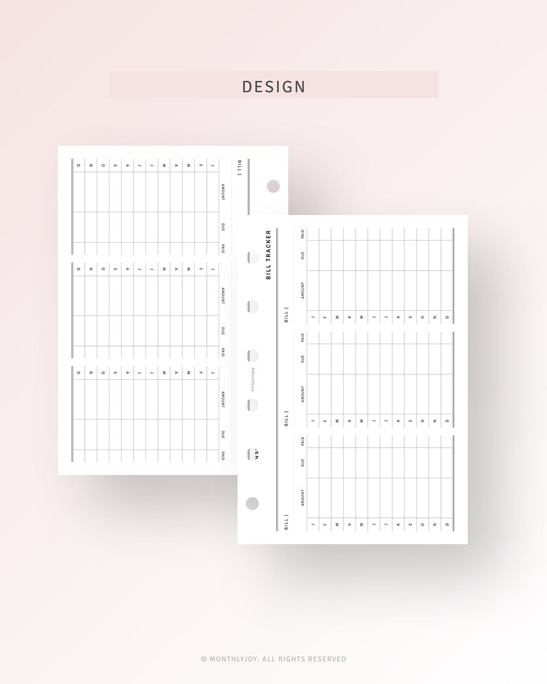 Bill Tracker Printable Pocket Plus Inserts Monthly Bill - Etsy