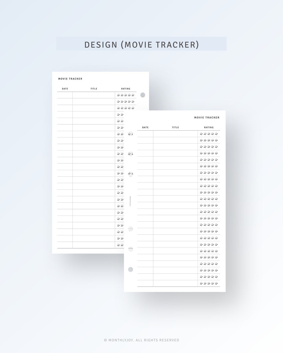 Personal Movie Tracker Movie Journal Printable Movie Watch - Etsy