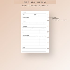 Project Management Template HP Mini Inserts Printable Office Team ...