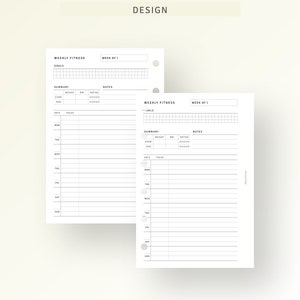 Weekly Fitness Planner Pocket Size Inserts Printable Workout Calendar ...