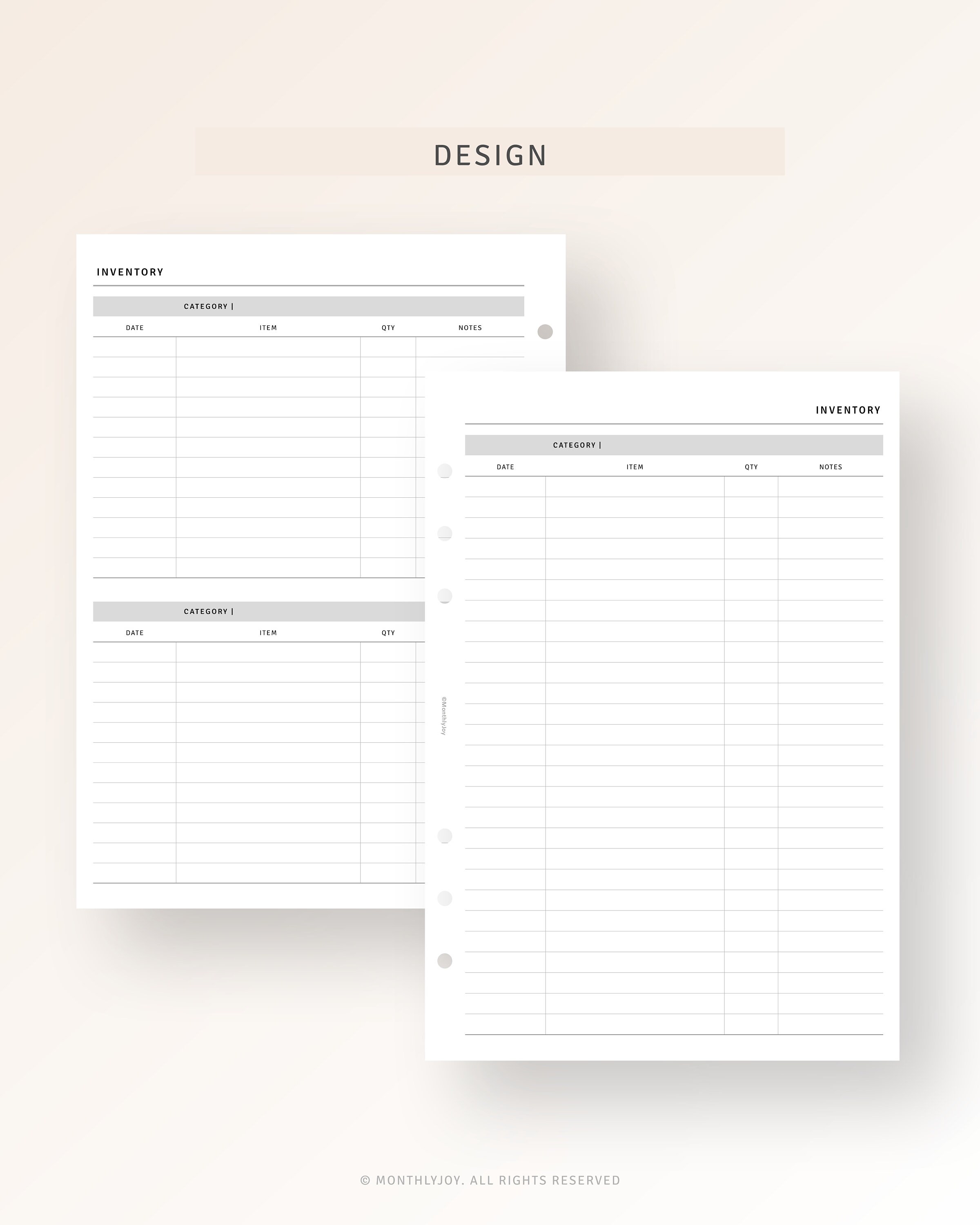 Inventory Tracker Template A5 Planner Printable Inserts, Kitchen ...
