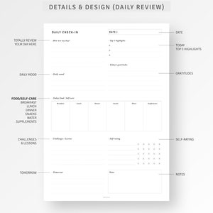 Daily Reflection Weekly Review A4, Letter Binder Printable Monthly ...
