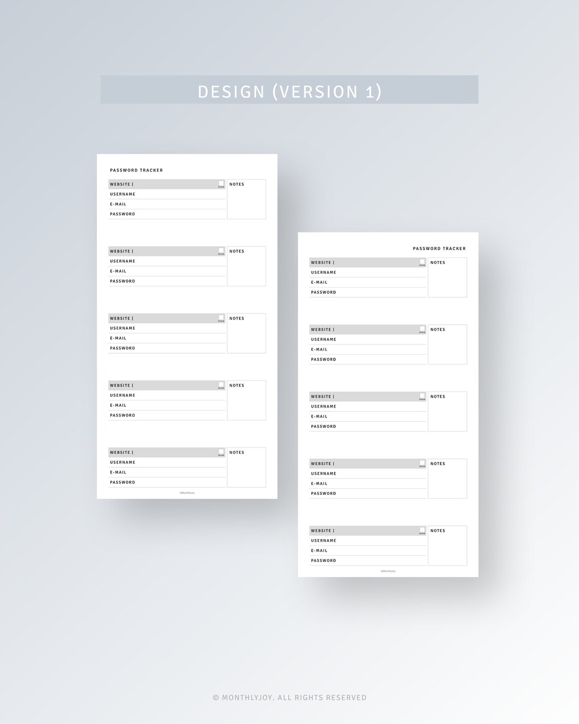 Password Tracker TN Standard Inserts Printable, Website Login Password ...
