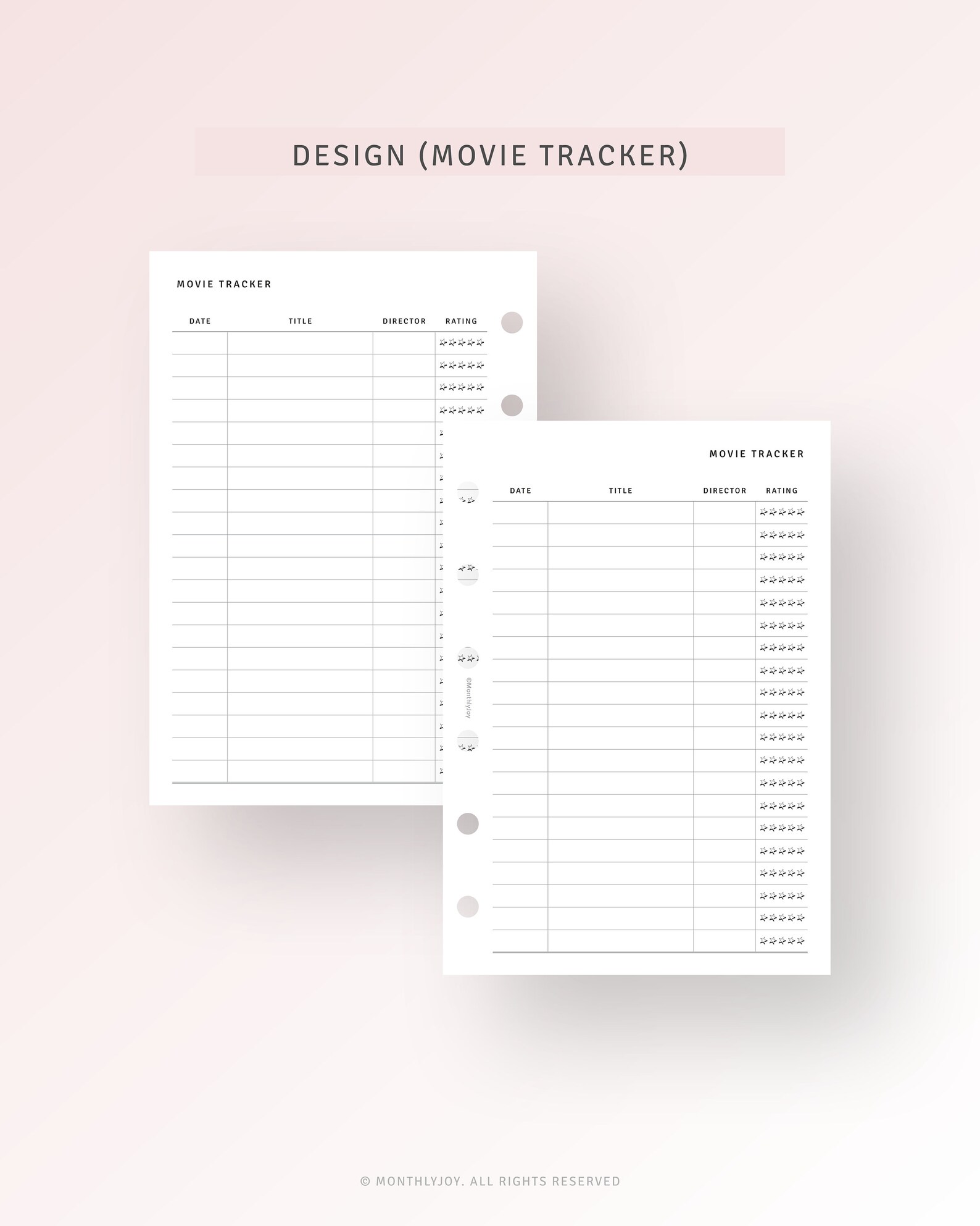 Movie Journal Printable Movie Tracker Pocket Plus Inserts - Etsy