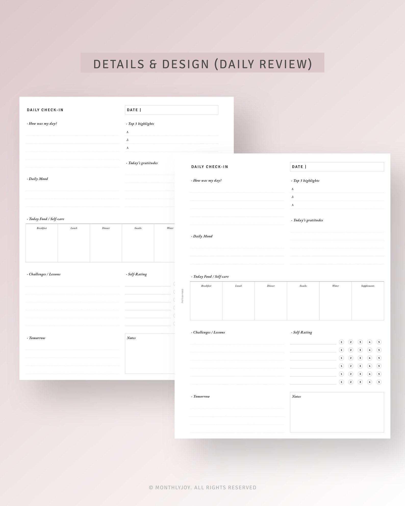 Weekly Reflection Daily Monthly Review Journal Printable Day Monthly ...