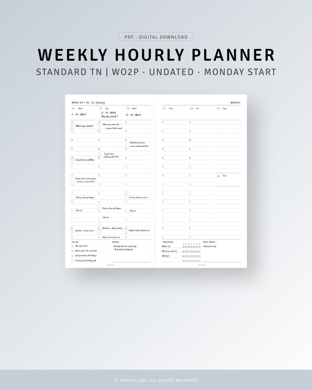 TN STANDARD | Undated Weekly Planner Pages Printable Weekly Schedule ...