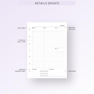 2025 Weekly Planner Printable A6 Inserts, 2025 Dated Weekly Schedule ...