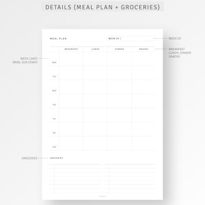 Weekly Meal Planner With Grocery List A4/letter Size Printable Daily ...