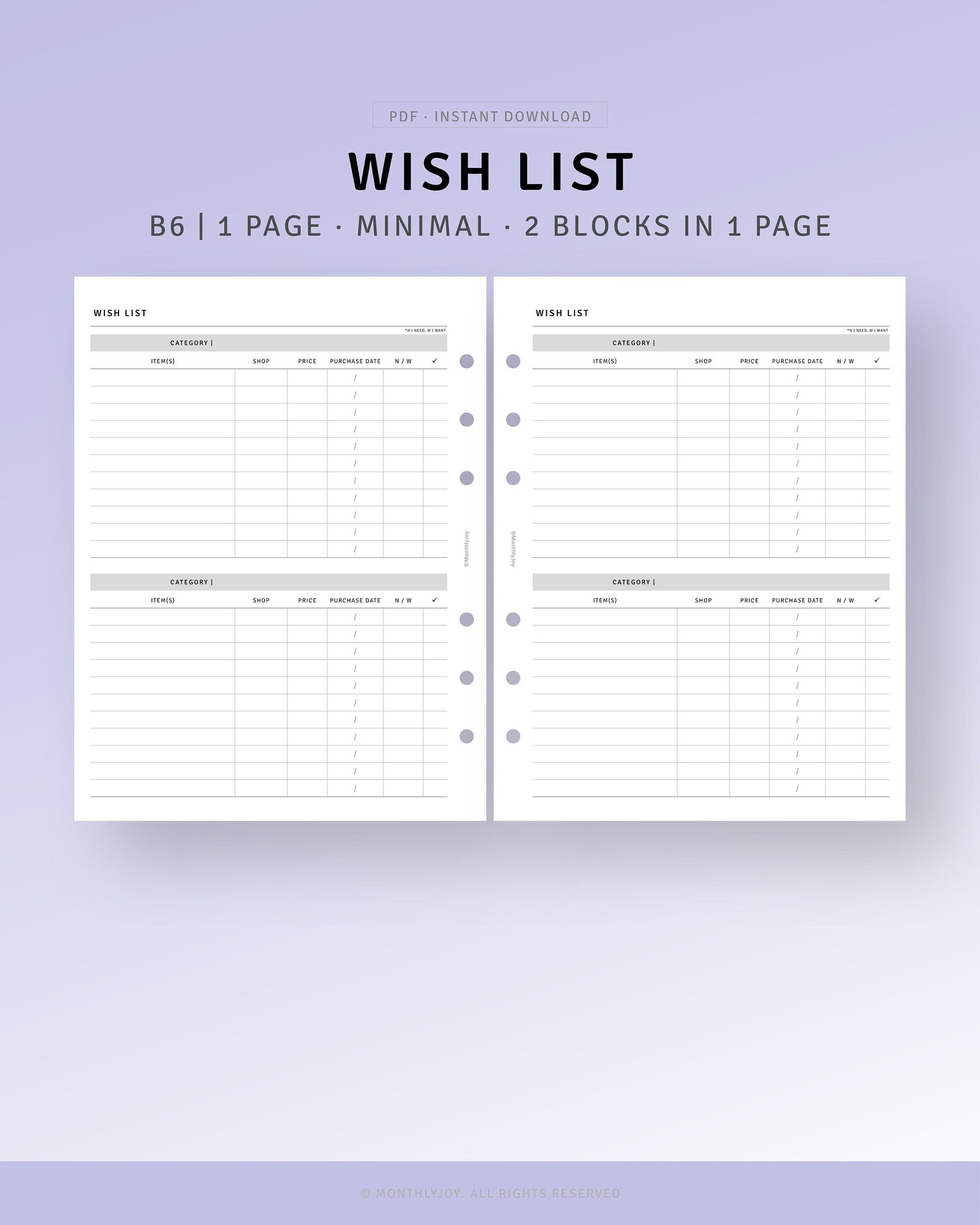 Wish List Printable B6 Size Inserts Christmas Wish List - Etsy