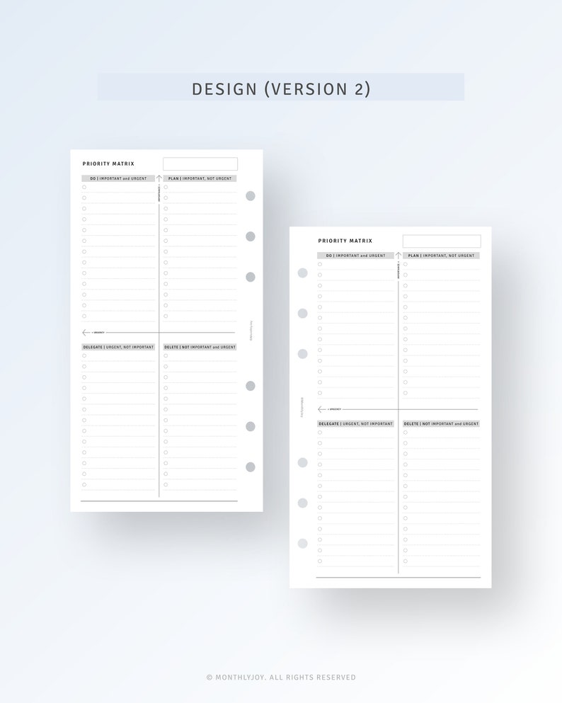 Personal Priority Matrix Printable Template Decision Matrix - Etsy