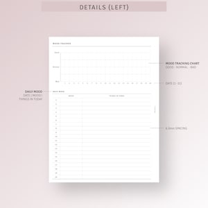 Daily Mood Tracker Printable HP Classic Size Inserts, Mindfulness ...