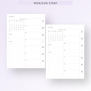 2025 Weekly Calendar Printable A6 Planner Inserts, Daily Schedule ...
