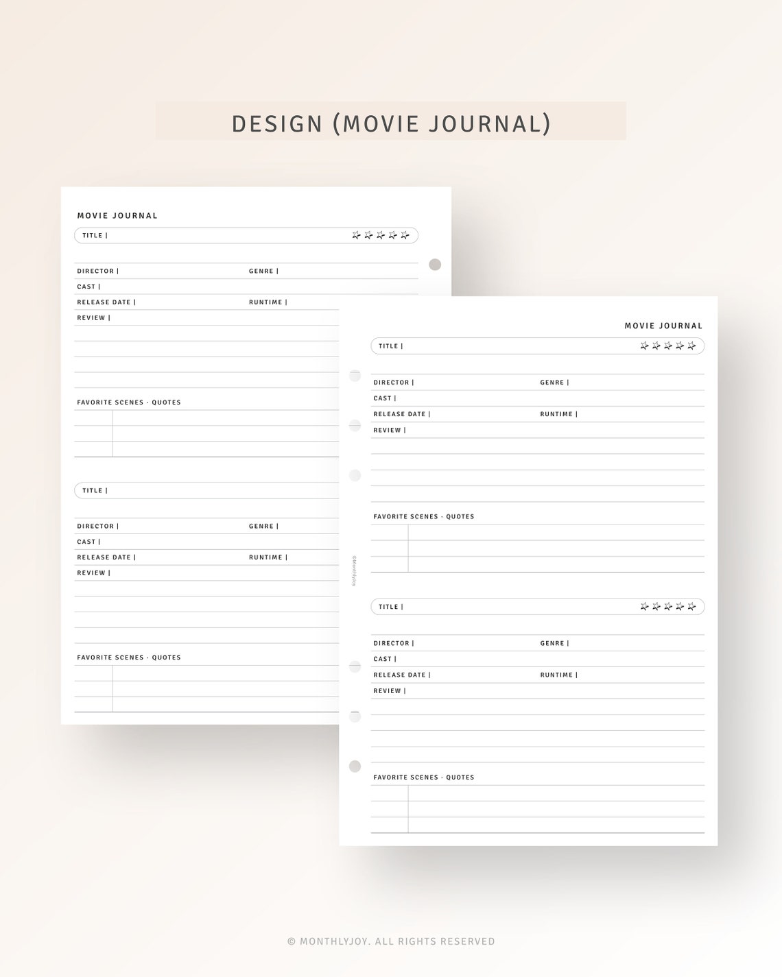 Movie Tracker Printable A5 Planner Inserts, Film Log Movie Review ...