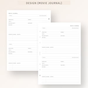 Movie Tracker Printable A5 Planner Inserts, Film Log Movie Review ...