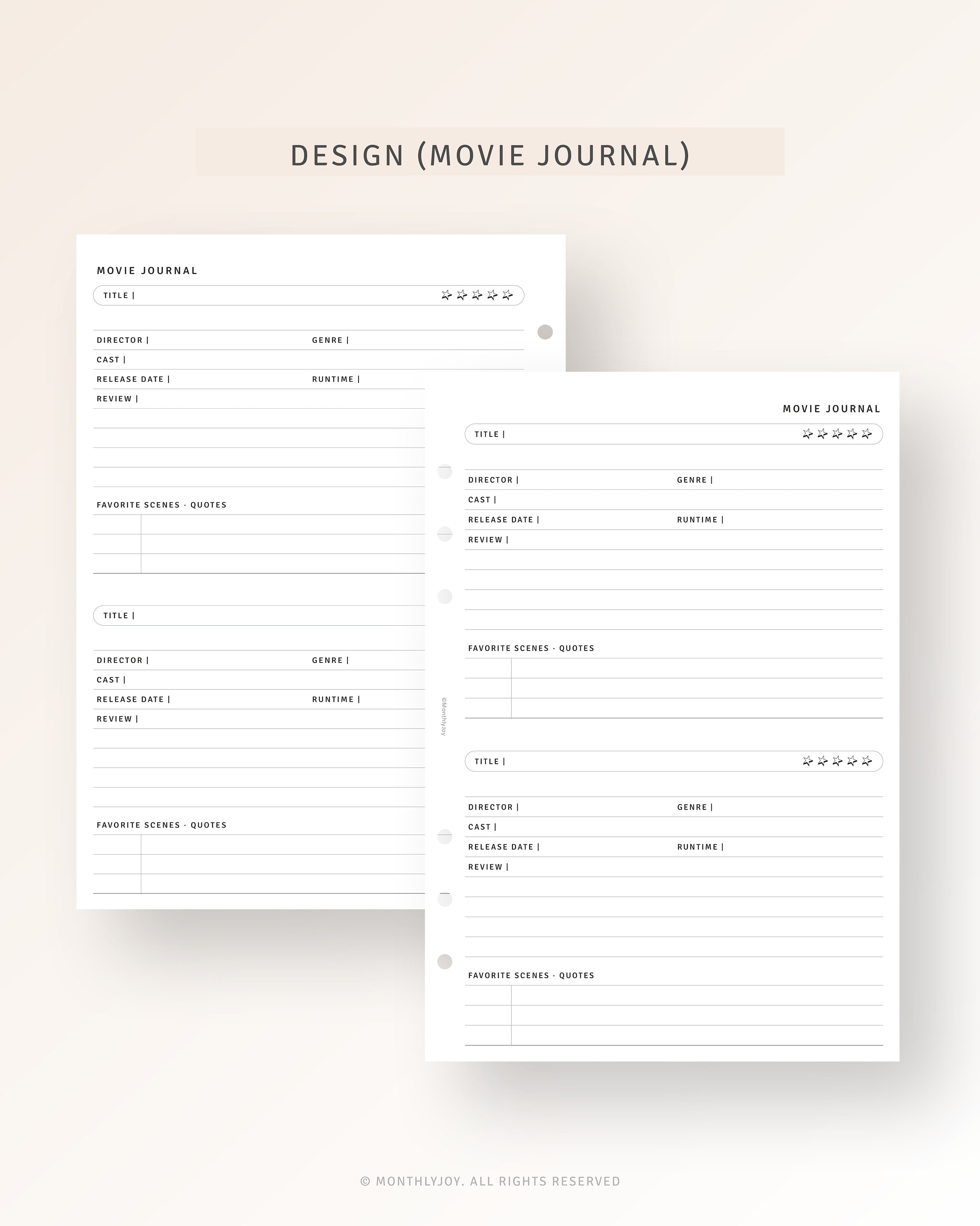 Movie Tracker Printable A5 Planner Inserts, Film Log Movie Review ...