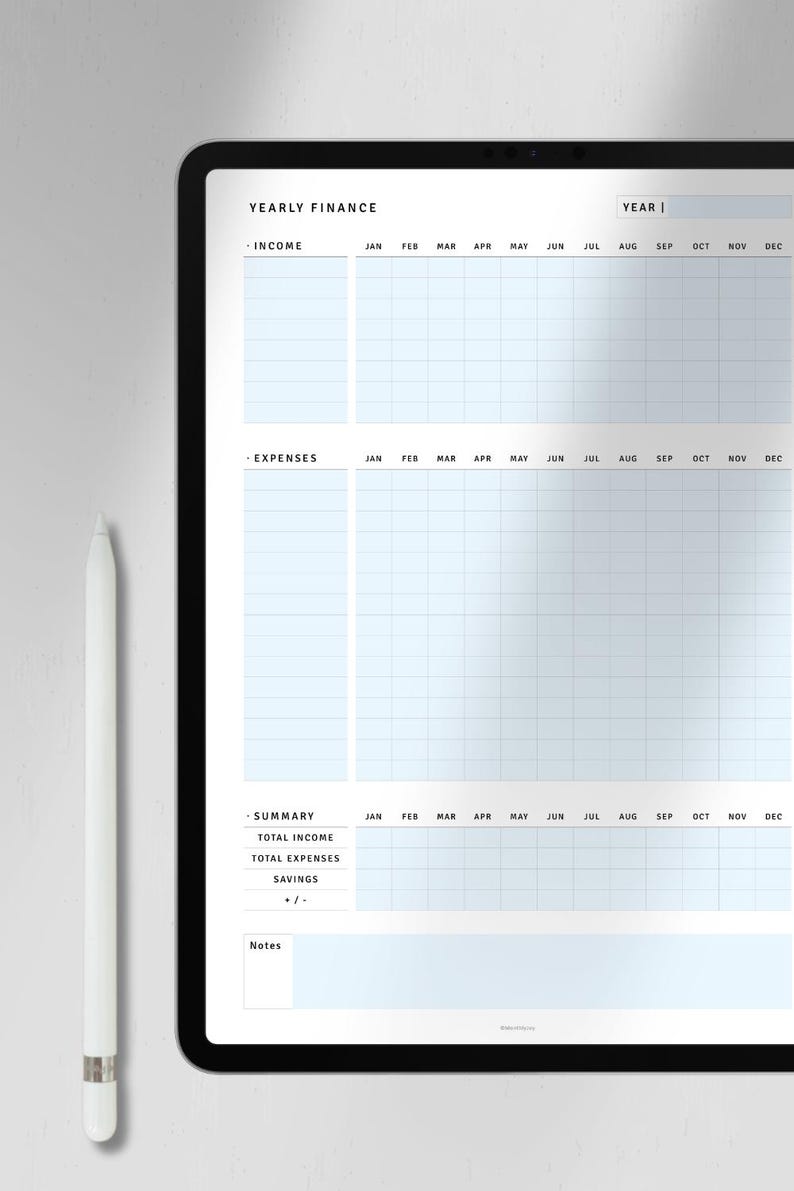 Yearly Income Expense Tracker Printable Finance Tracker, Annual Budget ...