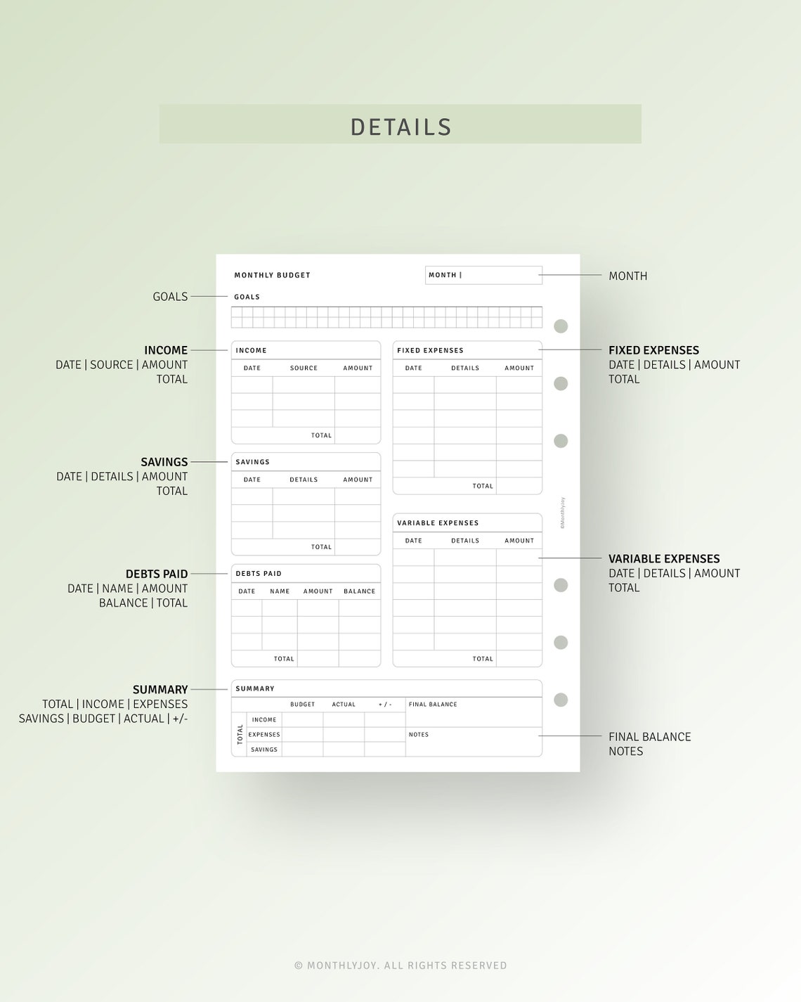 Budget Planner Printable Personal Wide Inserts, Finance Template, Income Expense Tracker, Money ...