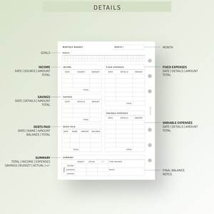 Budget Planner Printable Personal Wide Inserts, Finance Template ...