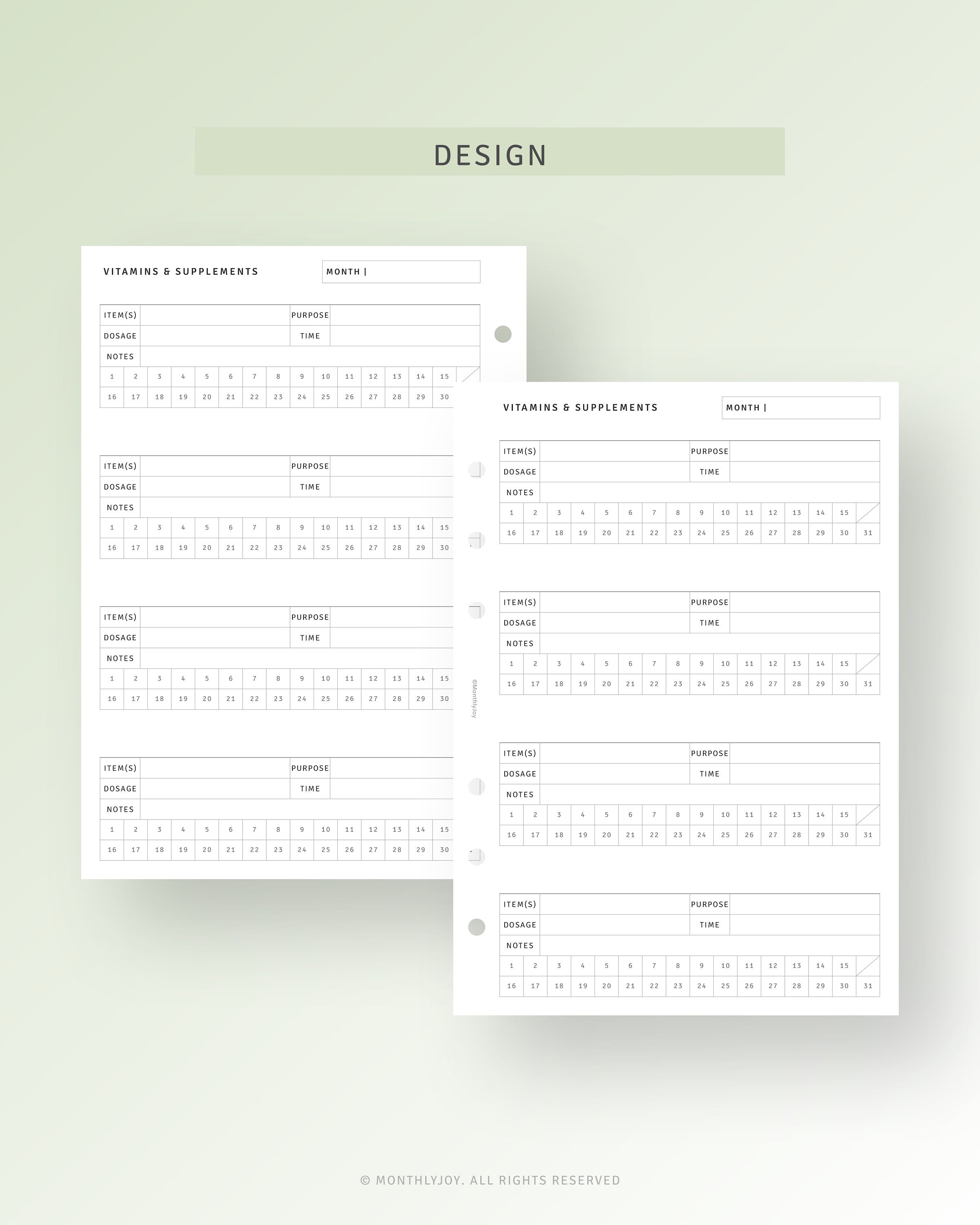 Medication Tracker Printable Personal Wide Inserts Daily Pill - Etsy UK