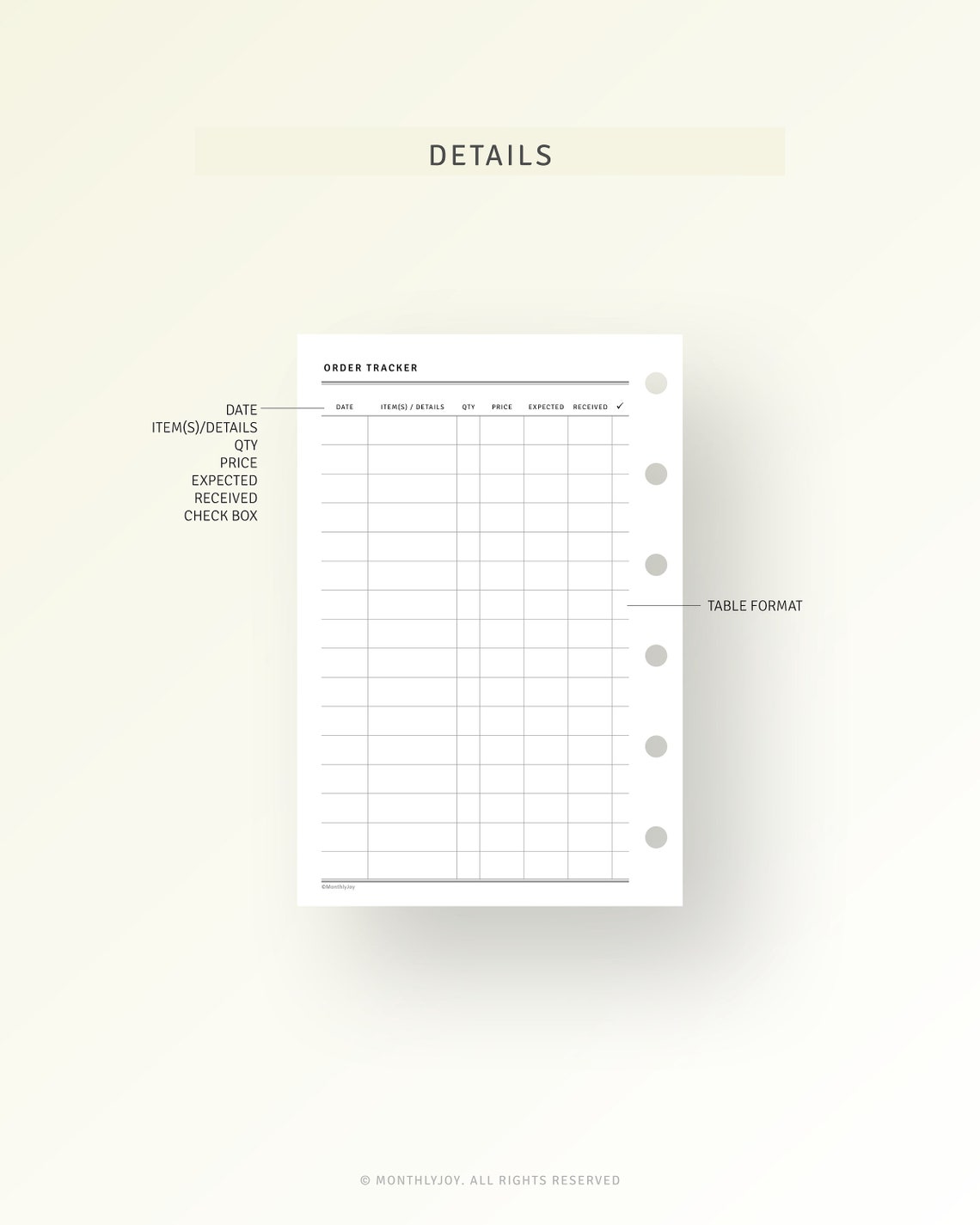 Order Tracker Printable Pocket Size Inserts Online Shopping | Etsy