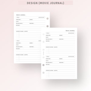 Movie Journal Printable Movie Tracker Pocket Plus Inserts, TV Series ...