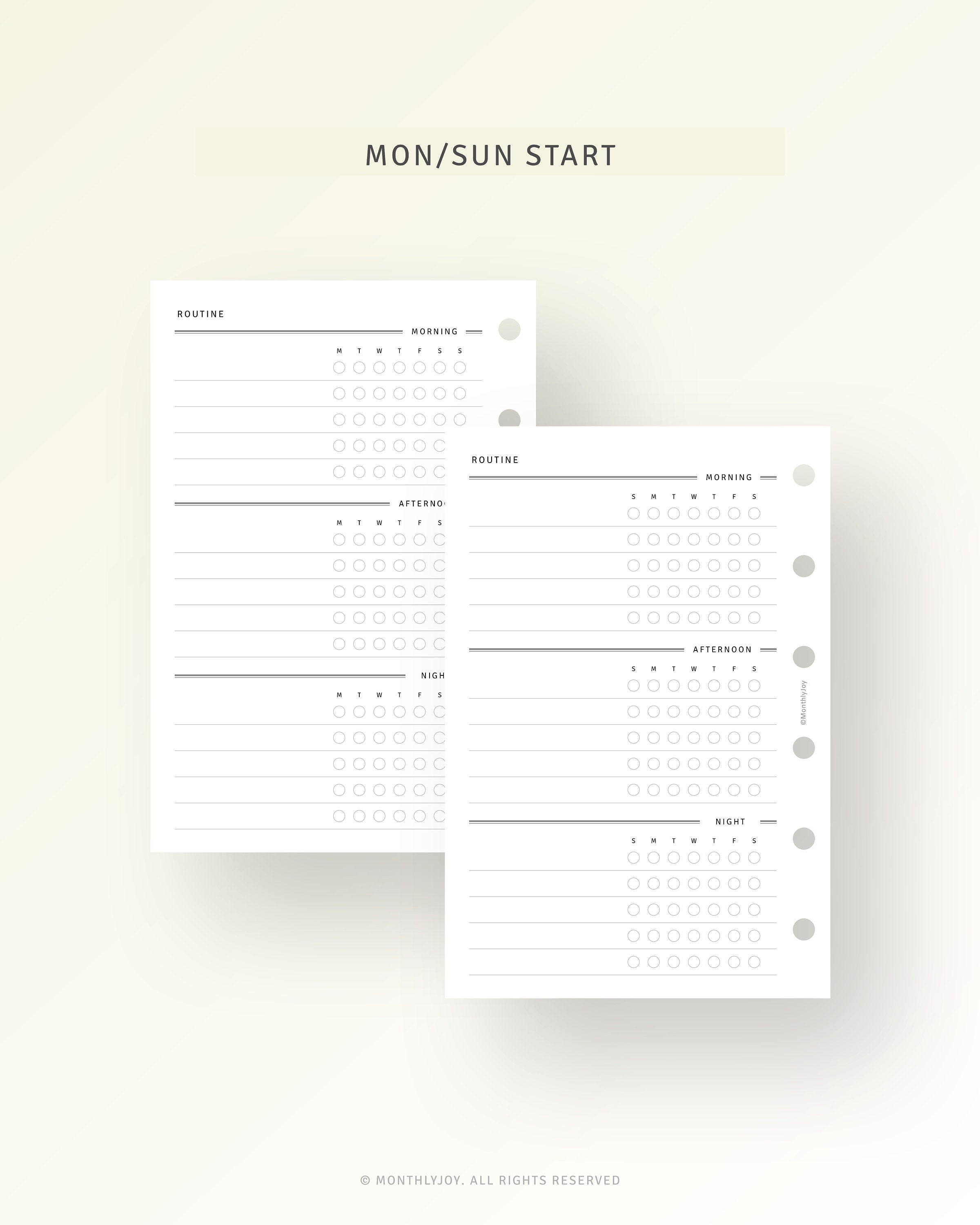 Routine Planner Printable Pocket Planner Inserts Minimalist - Etsy
