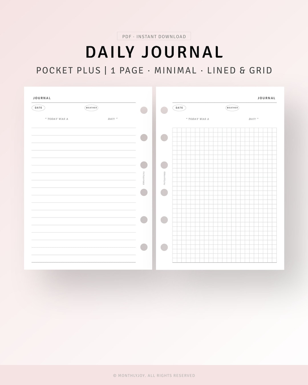 Daily Journal Pages Printable Pocket Plus Inserts, Manifest Journal ...