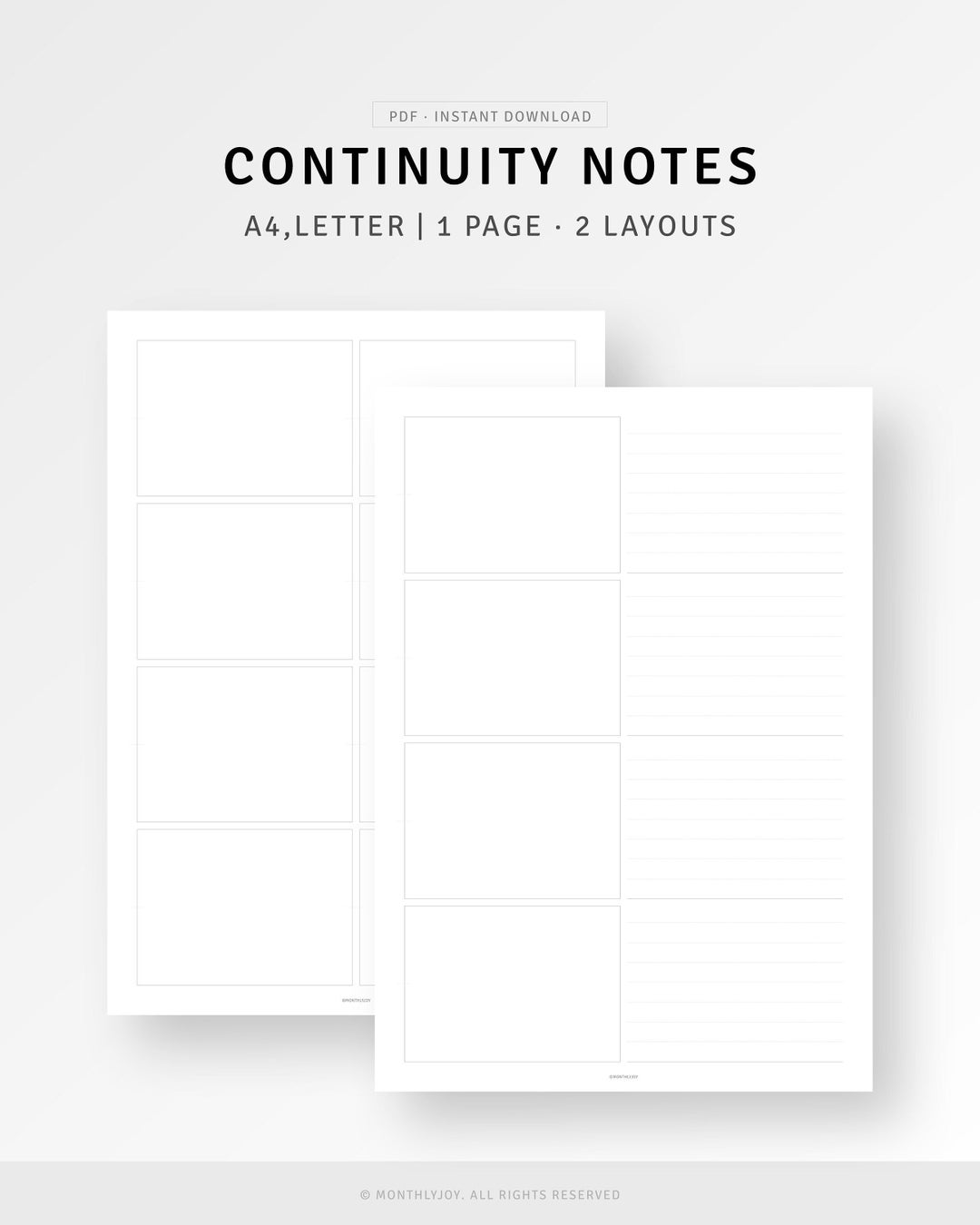 Continuity Notes A4/letter Size Printable, Blank Comic Paper, Cartoon ...