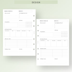 Weekly Review Printable Personal Wide Inserts, Mindfulness Weekly Reflection Journal Template ...