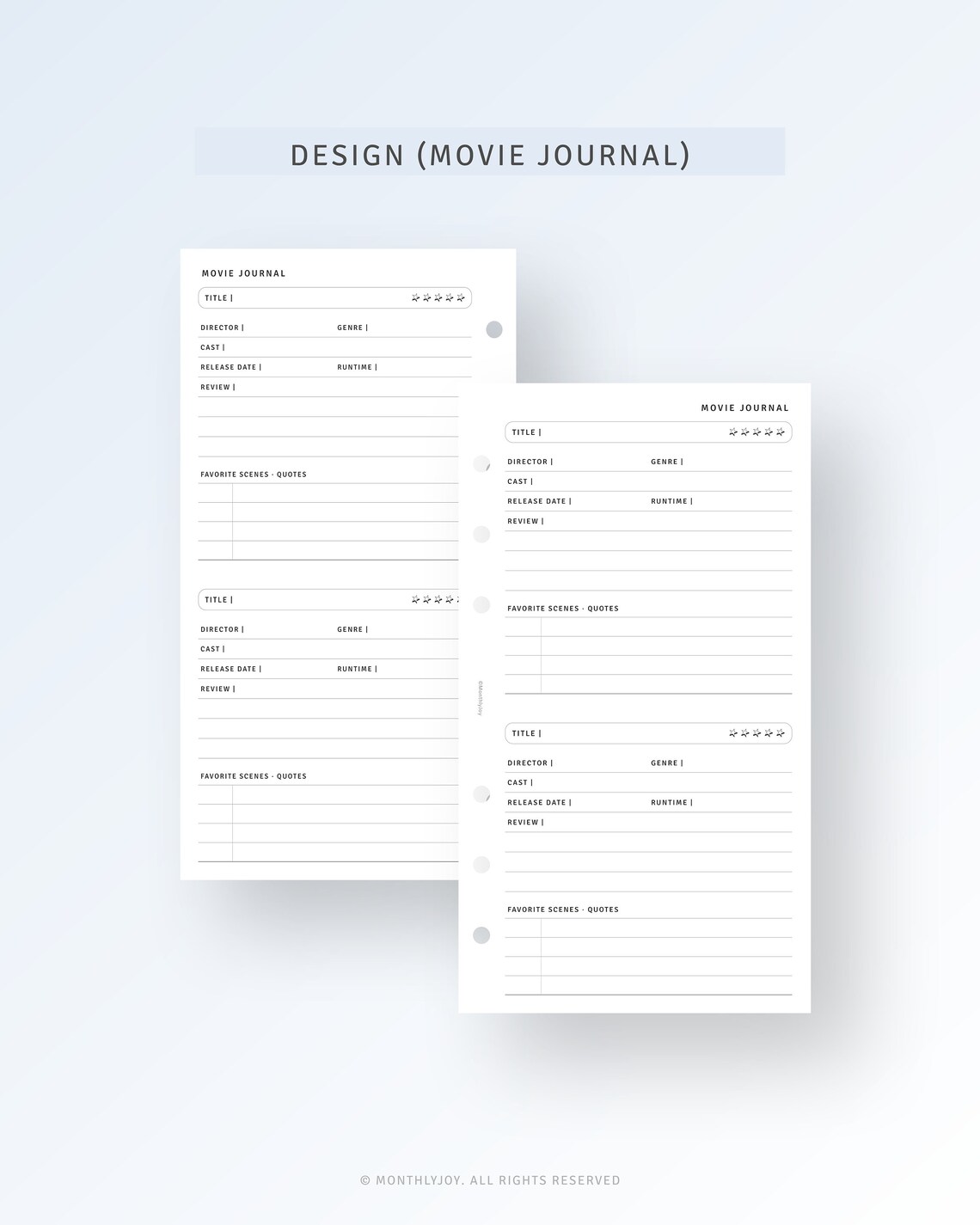 Personal Movie Tracker Movie Journal Printable Movie Watch - Etsy