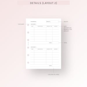 Printable Expense Tracker Pocket Plus Inserts, Monthly Expense Log ...